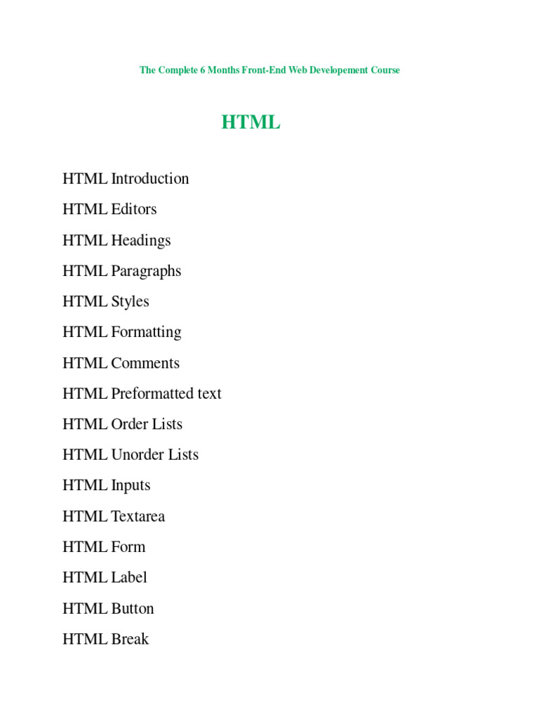 1 - The Complete 6 Month Front-End Development Course 2 | PDF | J Query | Html