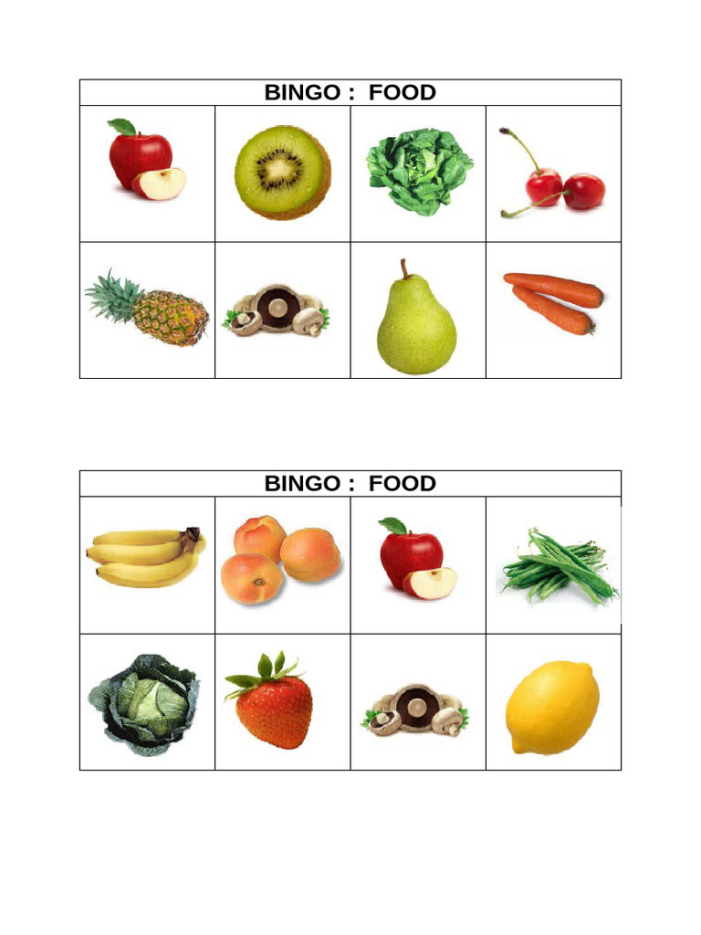 Bingo Food Game Guide | PDF