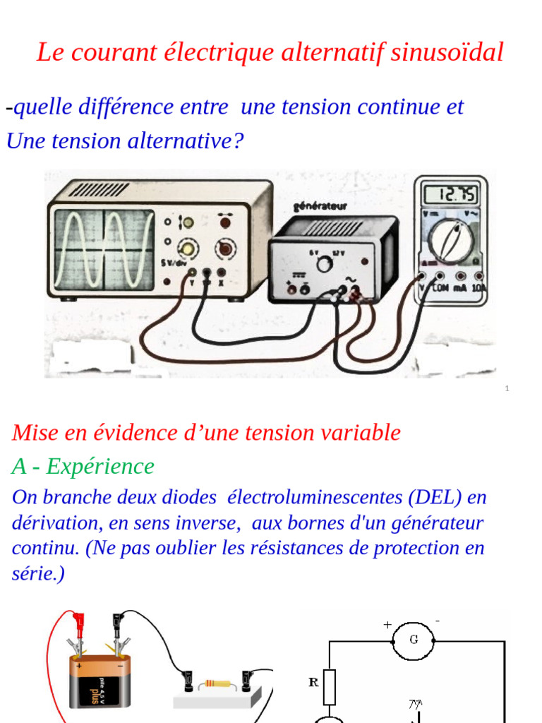 Cours sur le courant alternatif sinusoïdal | PDF | Tension électrique ...