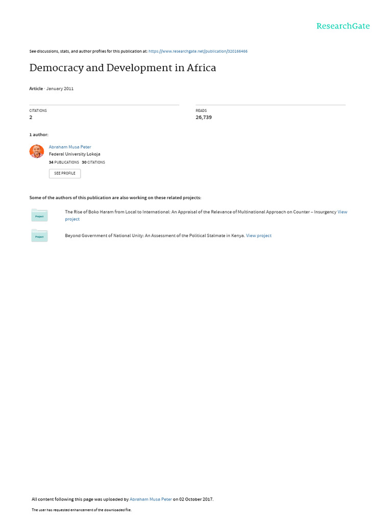 Democracy and Development in Africa | PDF | Democratization | Democracy
