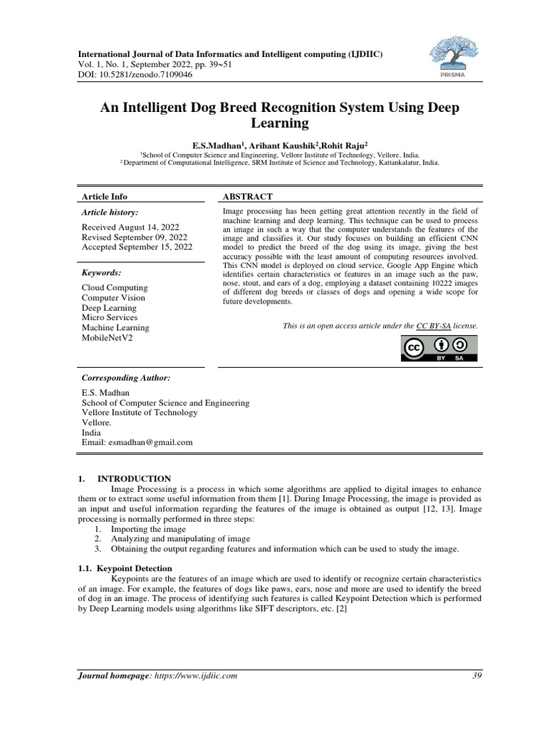 An Intelligent Dog Breed Recognition Sys | PDF | Deep Learning | Cloud Computing