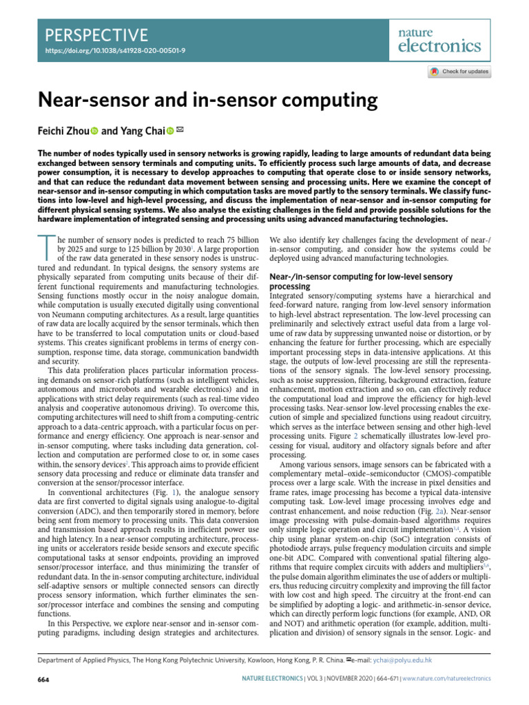 Near- and In-Sensor Computing Paradigms | PDF | System On A Chip ...