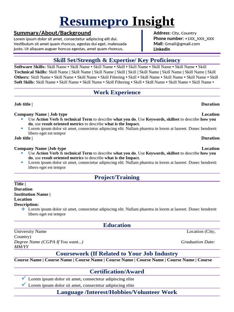 Comprehensive Resume Template Guide | PDF | Procedural Knowledge