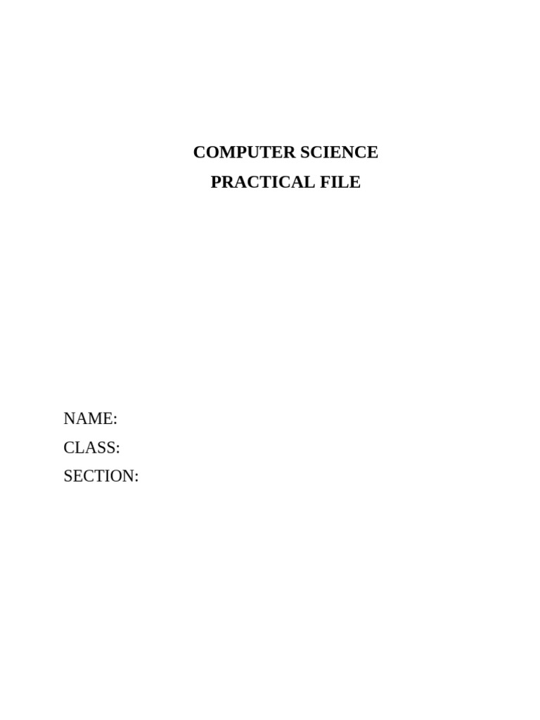 Computer Science Practical File | PDF