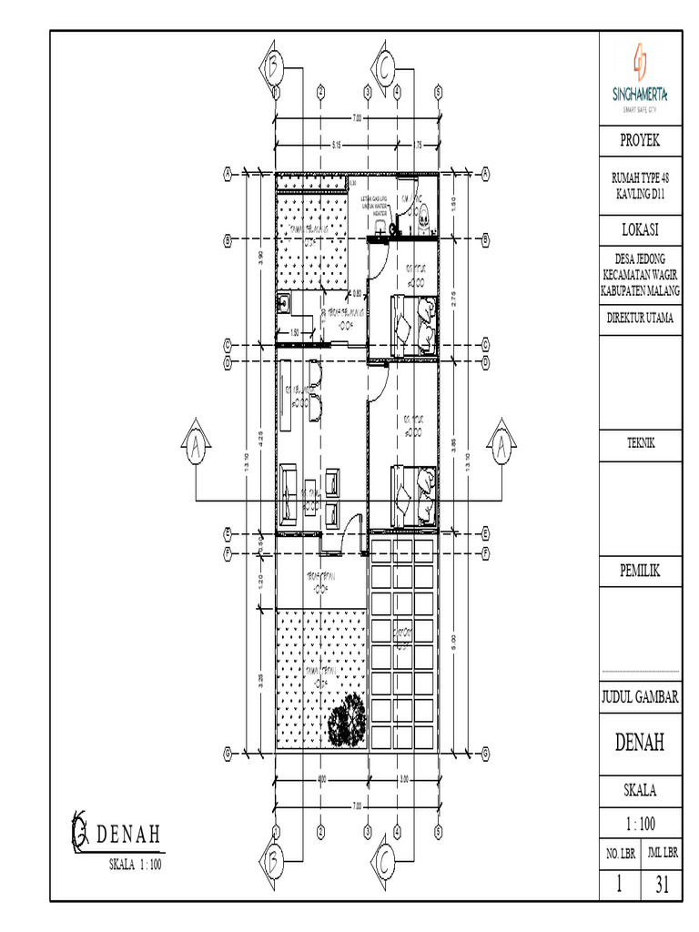 Denah Rumah Type 48 Kavling D11 Malang | PDF