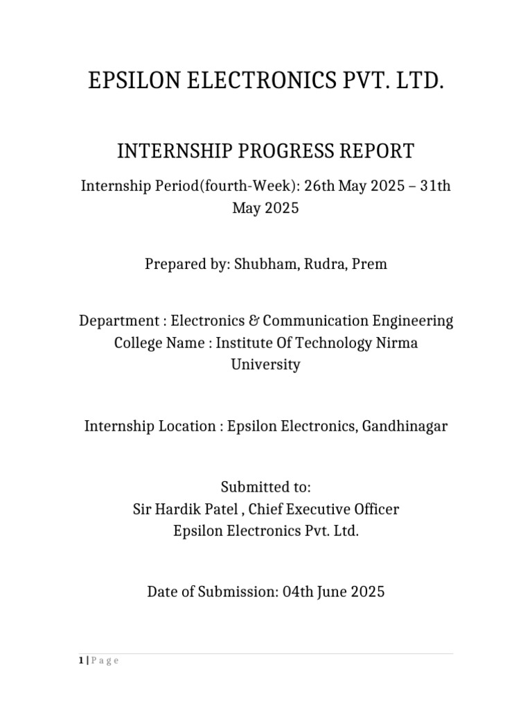 Epsilon Electronics Internship Report: Week 4 | PDF | Direct Current ...