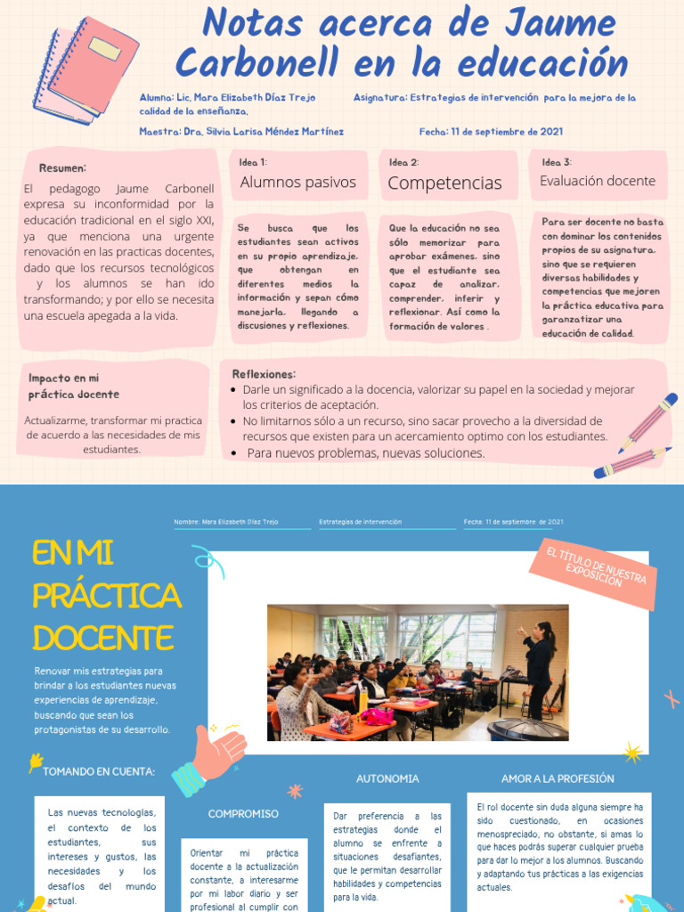 Notas Acerca de Jaume Carbonell | PDF | Enseñando | Maestros