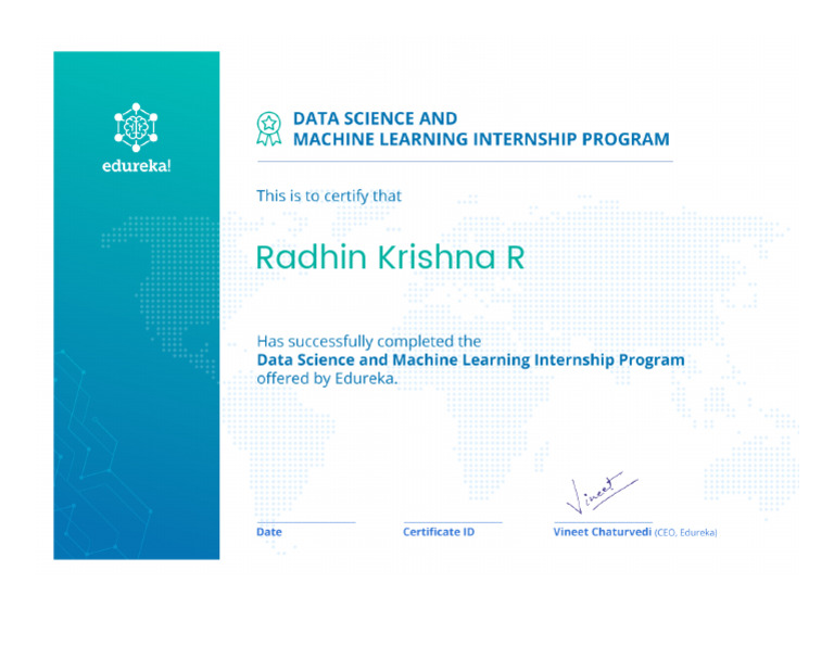 Edurekha ML & DS Internship Certificate | PDF