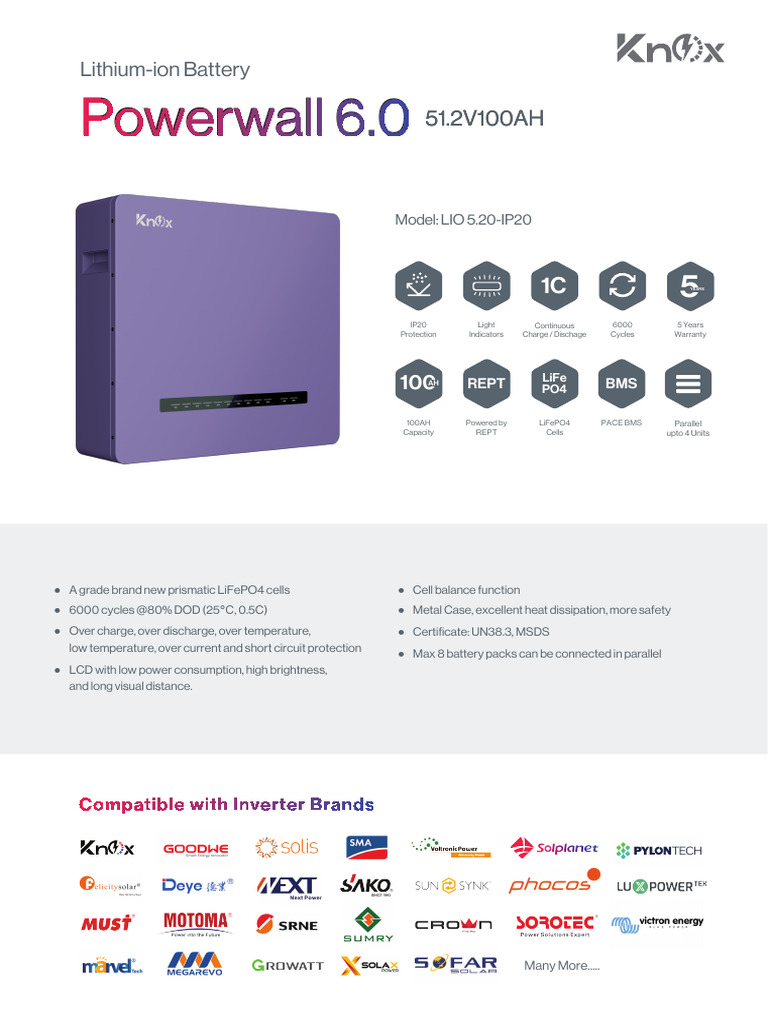 Prismatic LiFePO4 Battery 51.2V 100AH | PDF | Electric Power ...