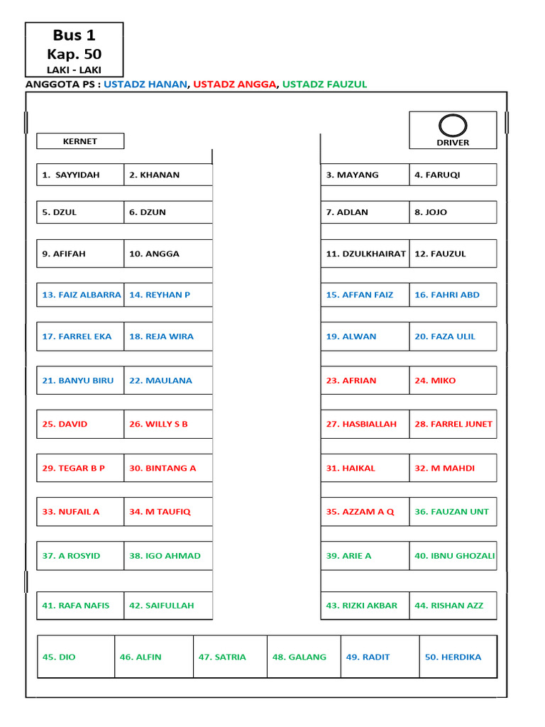 Denah Bus 1-4 Ikhwan | PDF