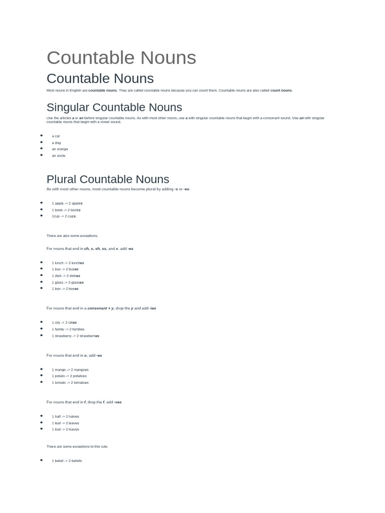Understanding Countable and Uncountable Nouns | PDF | Noun | Plural
