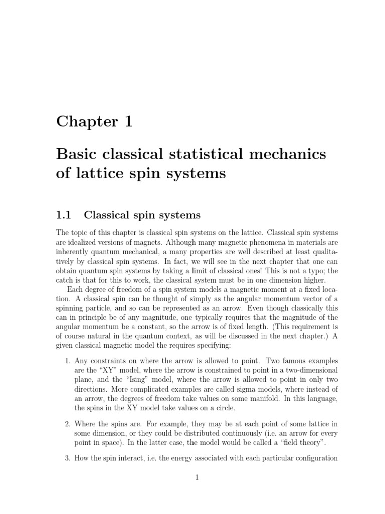 Classical Spin Systems on Lattices | PDF | Spin (Physics ...