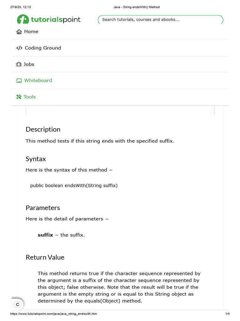 Java - String EndsWith Method For File Extension | PDF | Parameter (Computer Programming ...
