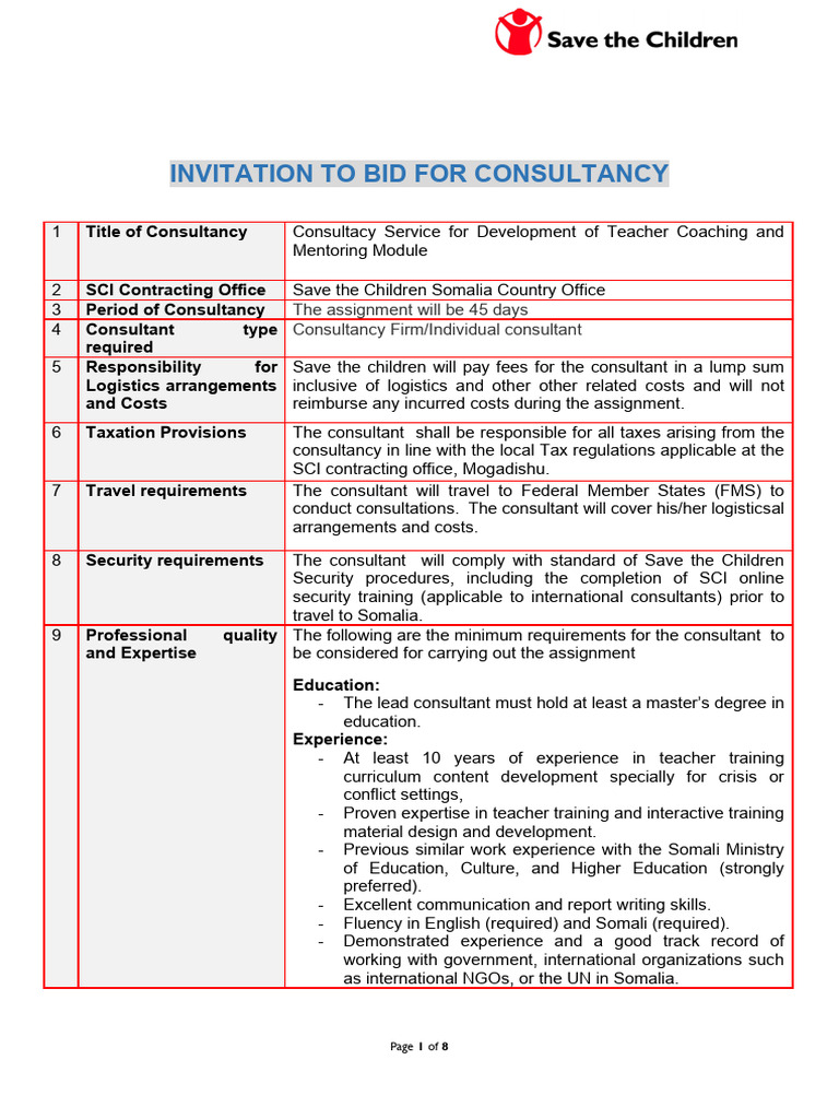 Teacher Coaching Module Consultancy Bid | PDF