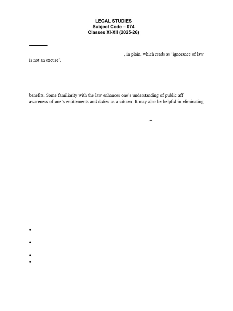 Legal Studies Curriculum for Classes XI-XII | PDF | Separation Of ...