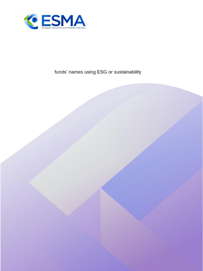 ESMA Guidelines on ESG Fund Naming | PDF | Derivative (Finance ...