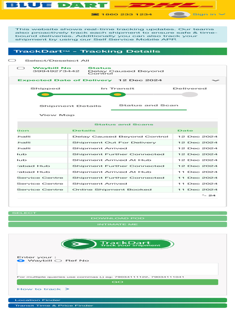 Bial Hub Shipment Delay Notification | PDF