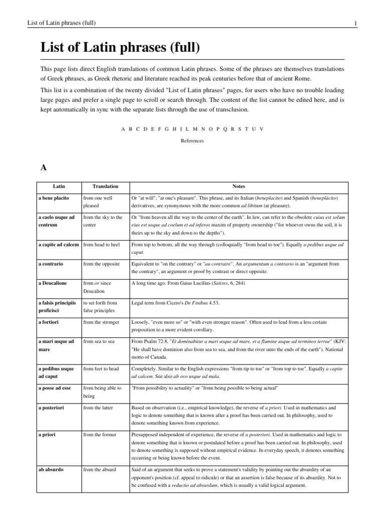 List of Latin Phrases | Philosophical Science | Science