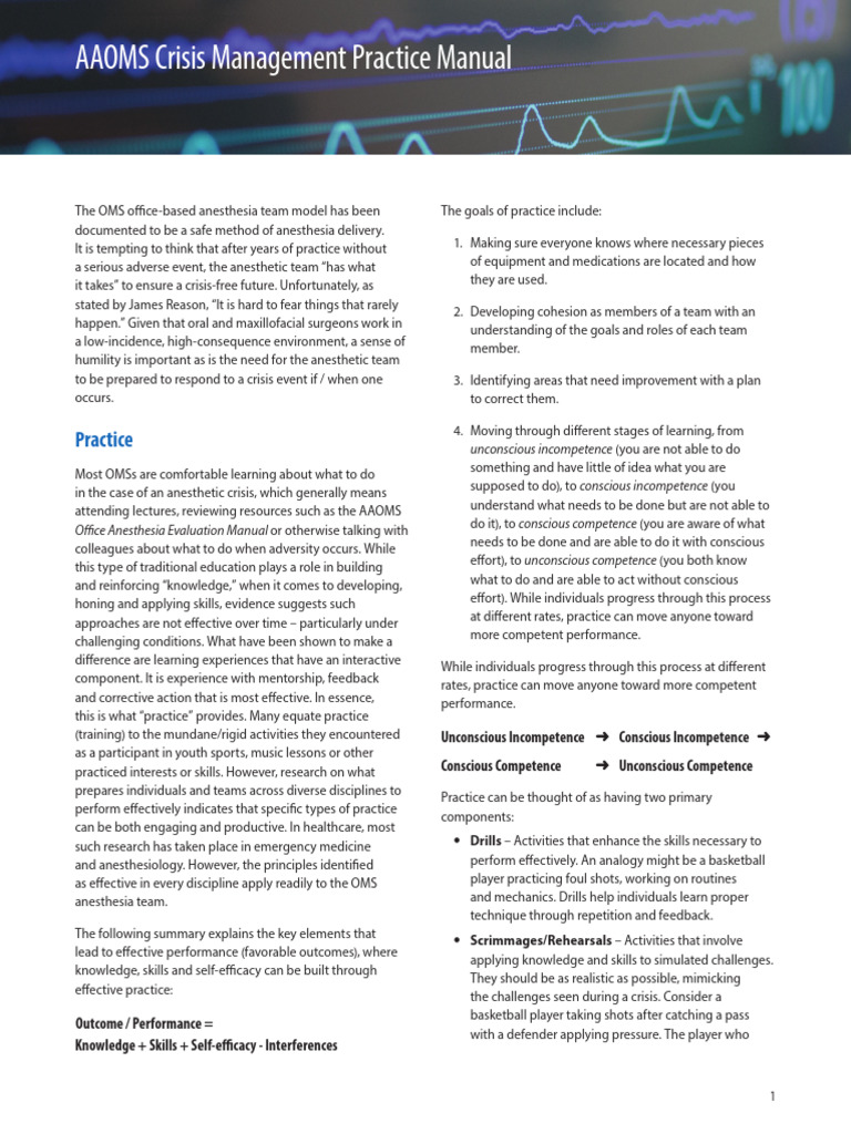 OMS Anesthesia Crisis Management Training | PDF | Self Efficacy ...