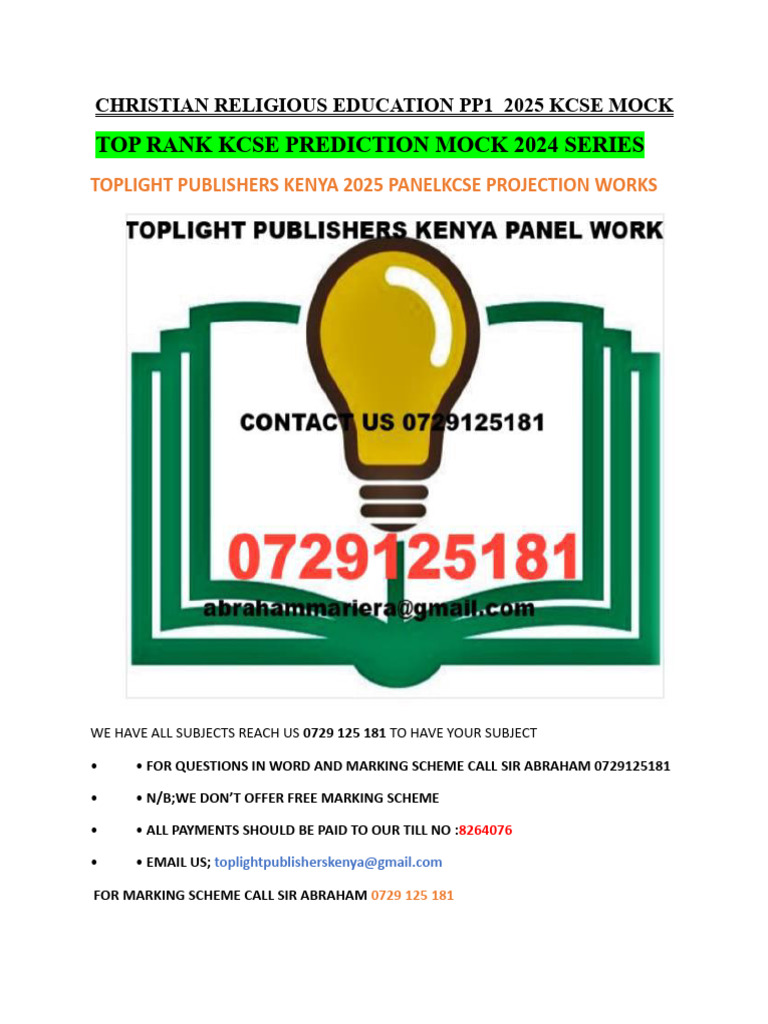 KCSE 2025 Christian Education Mock Exam | PDF | Covenant (Biblical ...