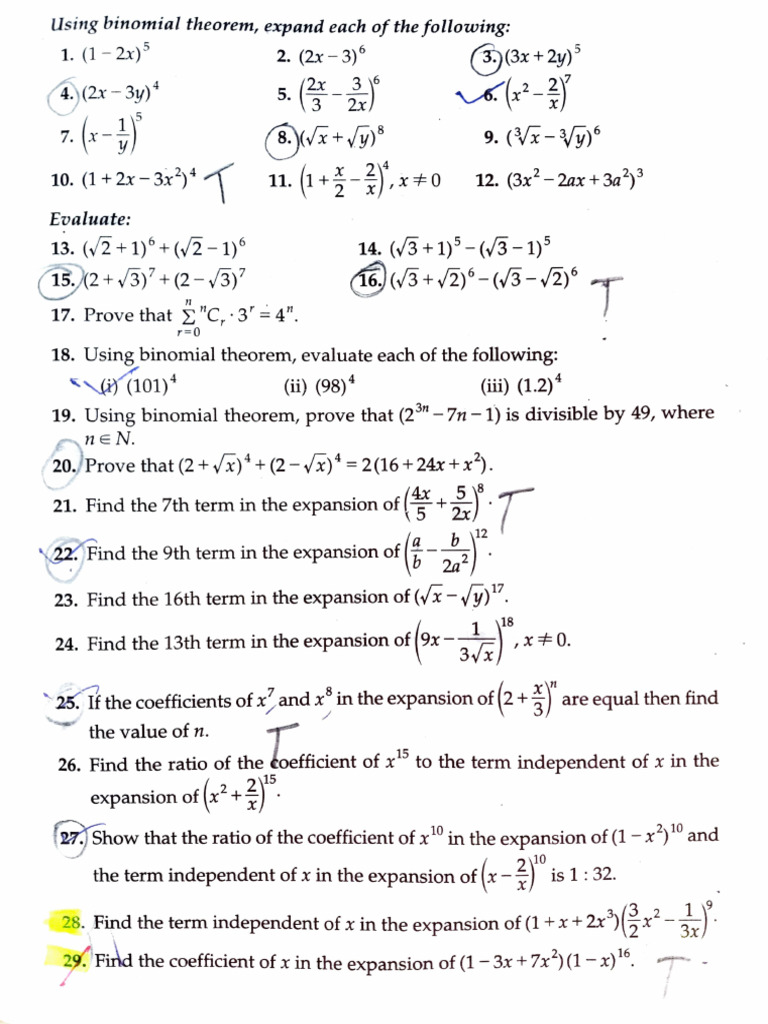 Binomial Theorem...... (R S Agarwal) | PDF | Mathematics | Chess