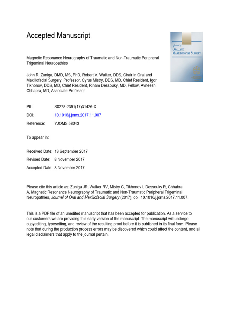 Magnetic Resonance Neurography of Traumatic and Non-Traumatic ...