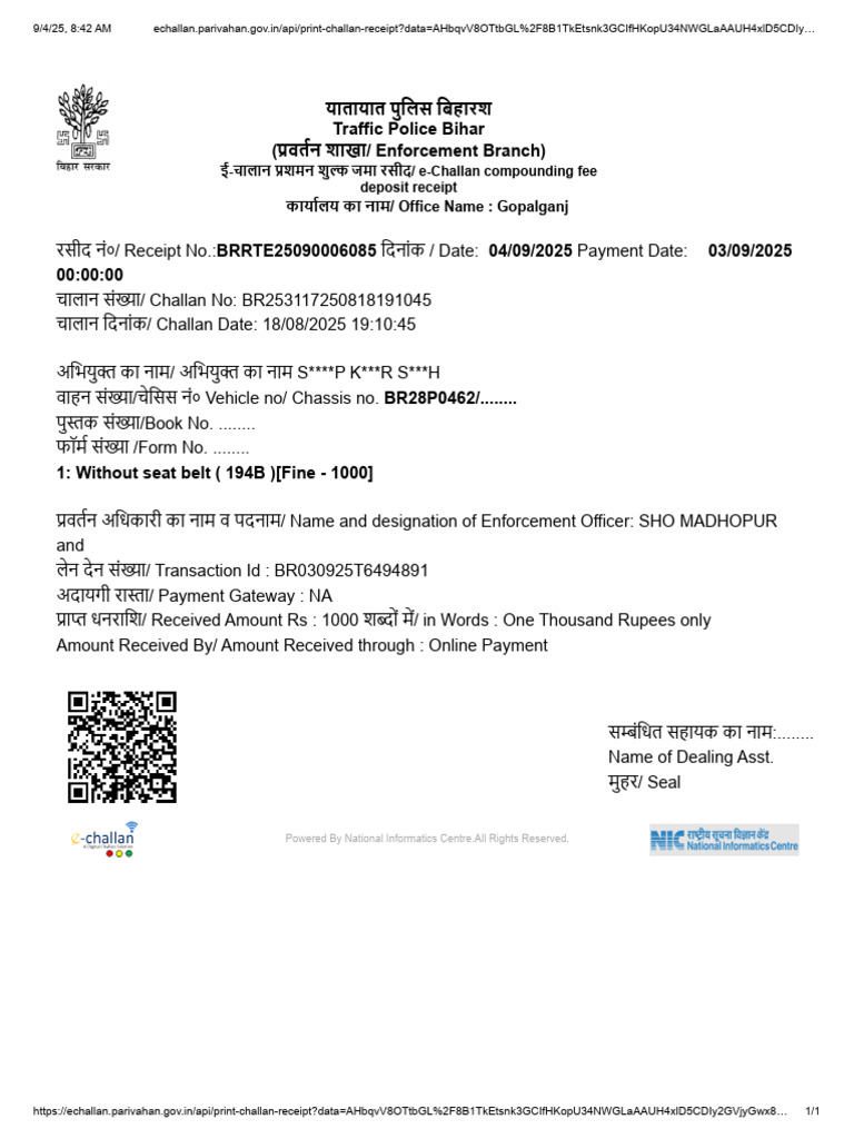 Traffic Police Bihar (/ Enforcement Branch) : - / E-Challan Compounding ...