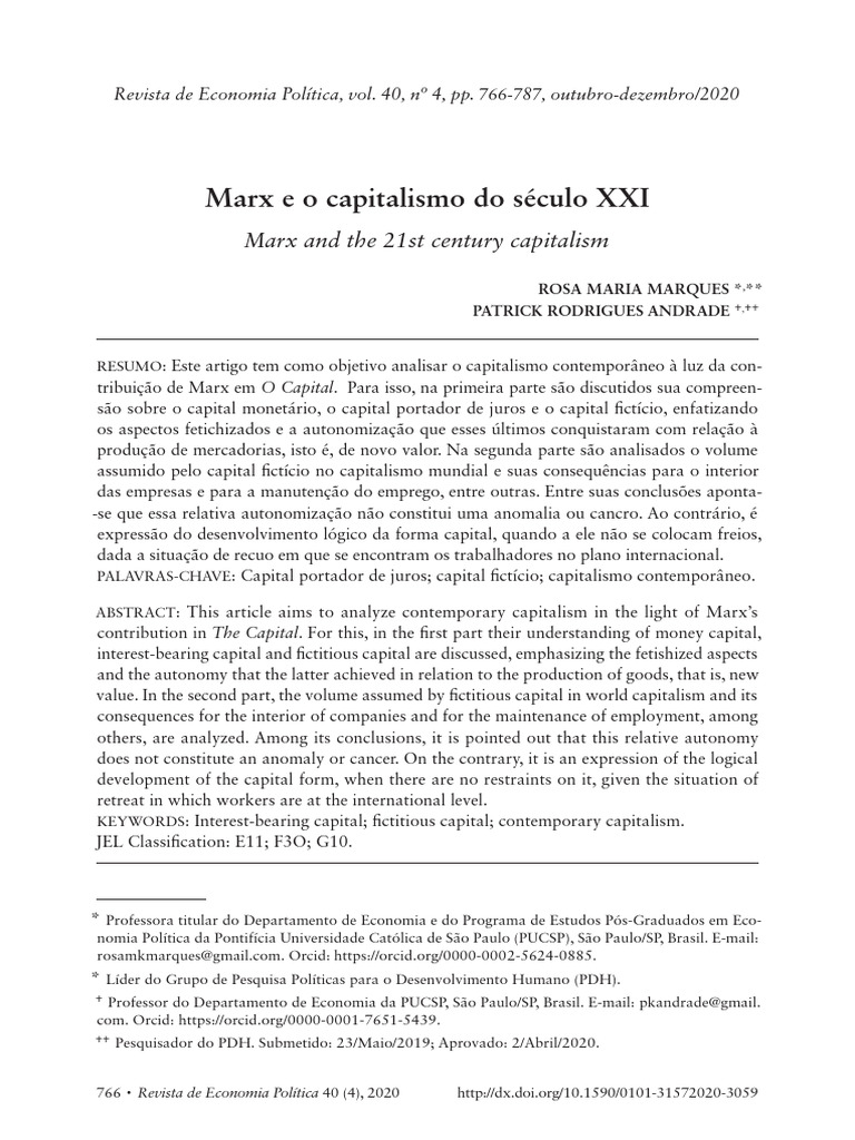 Marques, Rosa Maria; Andrade, Patrick Rodrigues - Marx e o Capitalismo ...