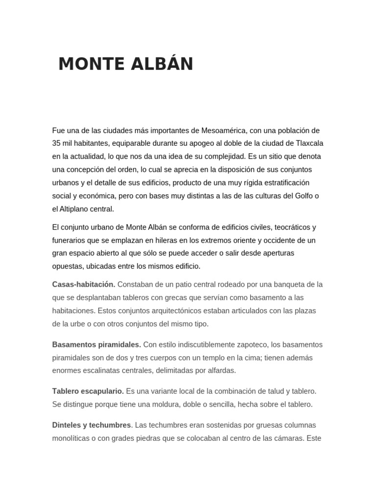 Arquitectura y Urbanismo en Monte Albán | PDF