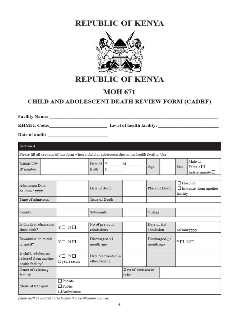 Child and Adolescent Death Review Form | PDF | Diseases And Disorders ...