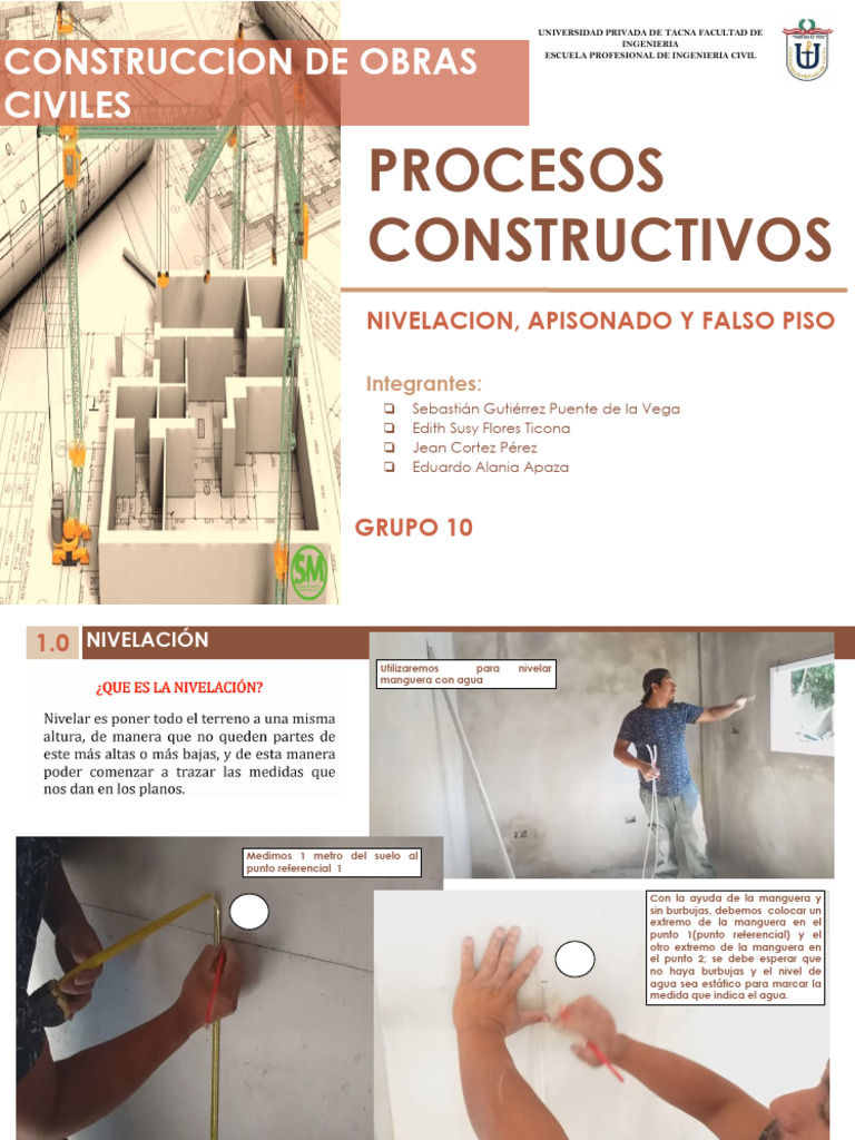Nivelacion, Apisonado y Falso Piso Grupo 10 | PDF | Hormigón ...
