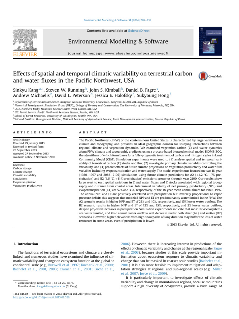 Environmental Modelling & Software | PDF | Climate | Forests