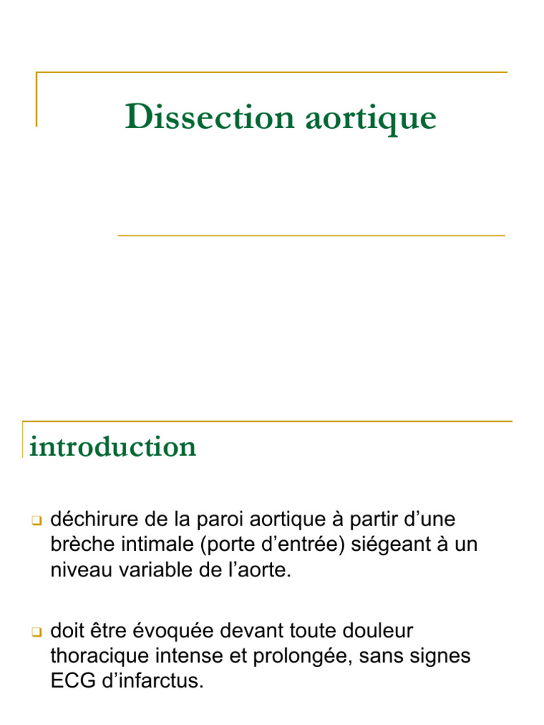 Dissection Aortique : Diagnostic et Traitement | PDF | Aorte ...