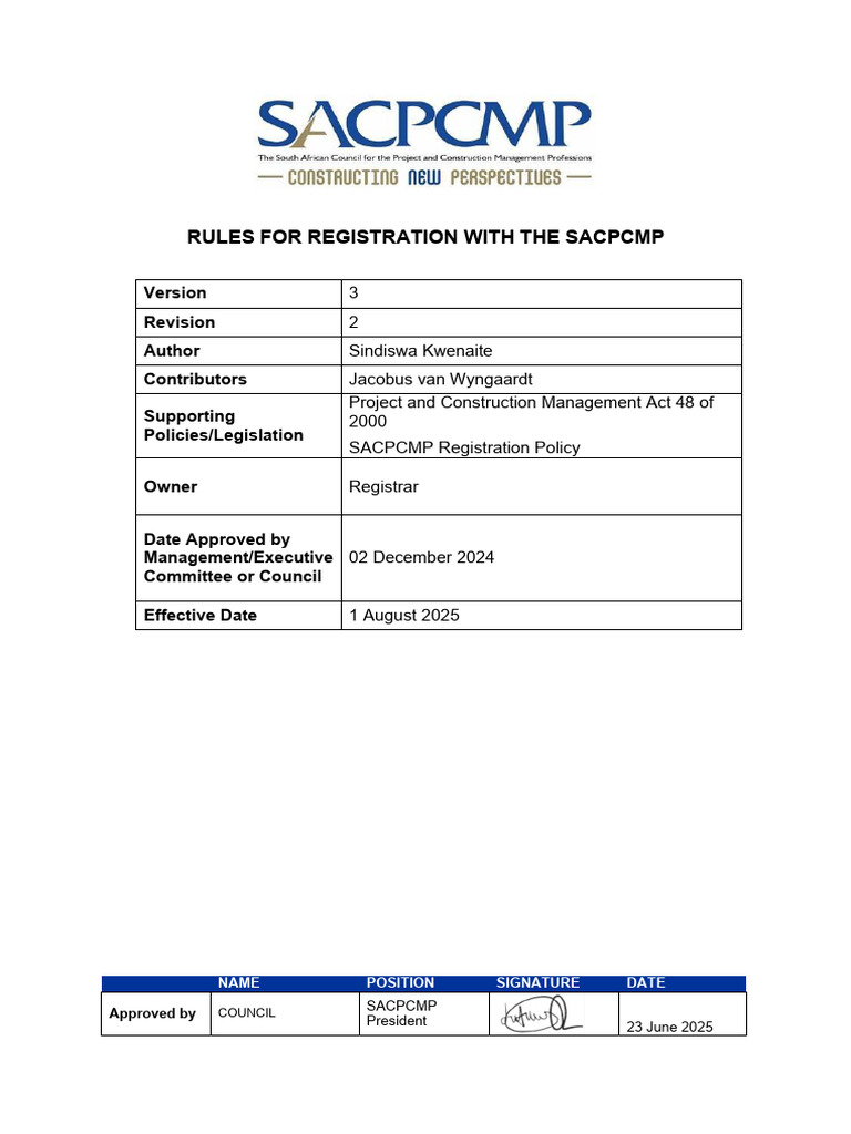 SACPCMP Rules For Registration June 2025 | PDF | Bachelor's Degree ...