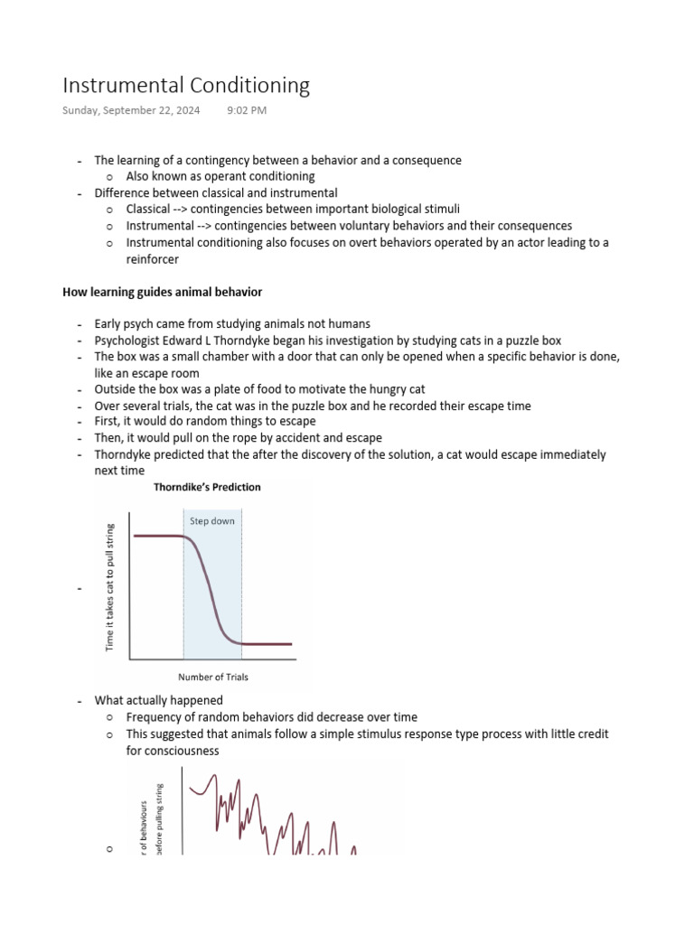 Instrumental Conditioning | PDF | Reinforcement | Classical Conditioning