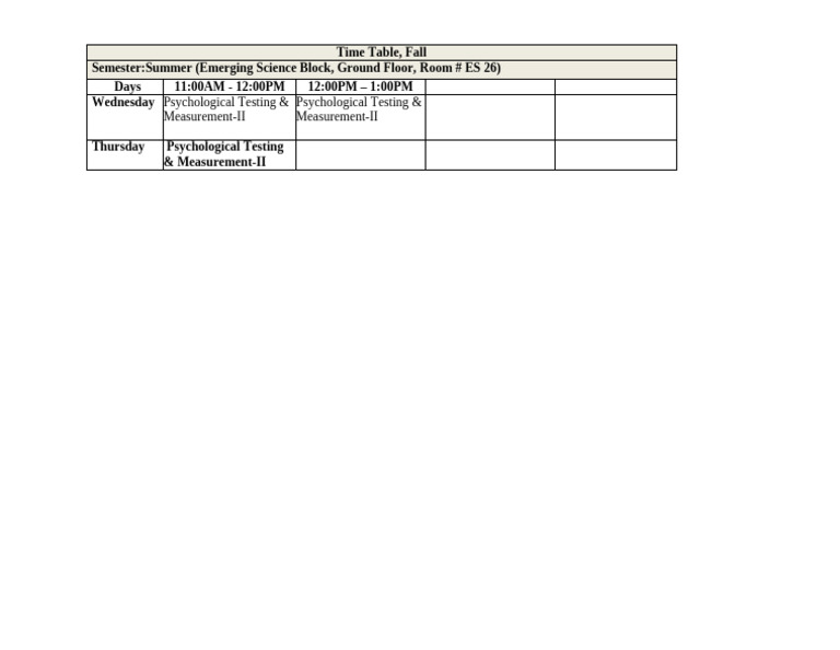 Time Table PTM-II | PDF