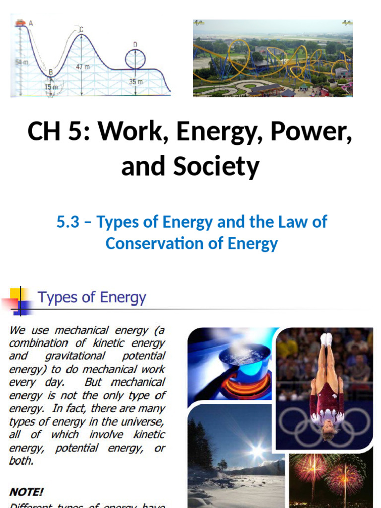 5.3 - Types of Energy and The Law of Conservation of Energy | PDF