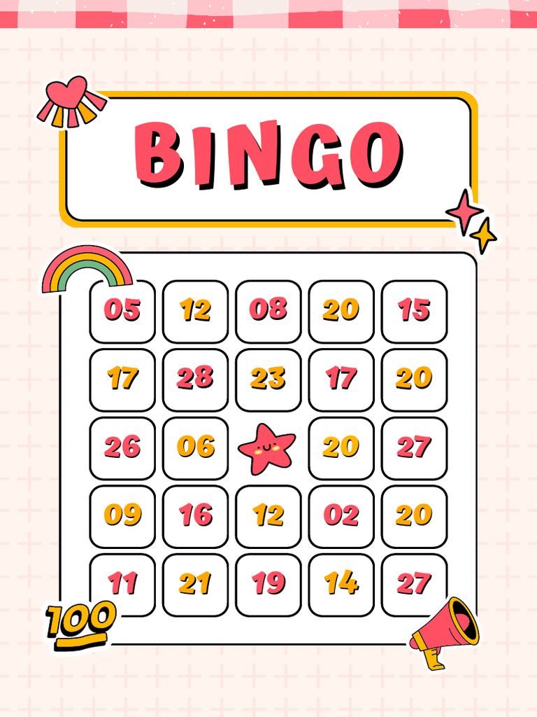 Pink and Yellow Cute Bingo Card | PDF