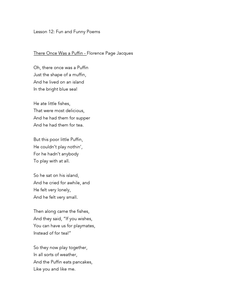 Lesson 12 - Fun and Funny Poems | PDF | Alice's Adventures In ...