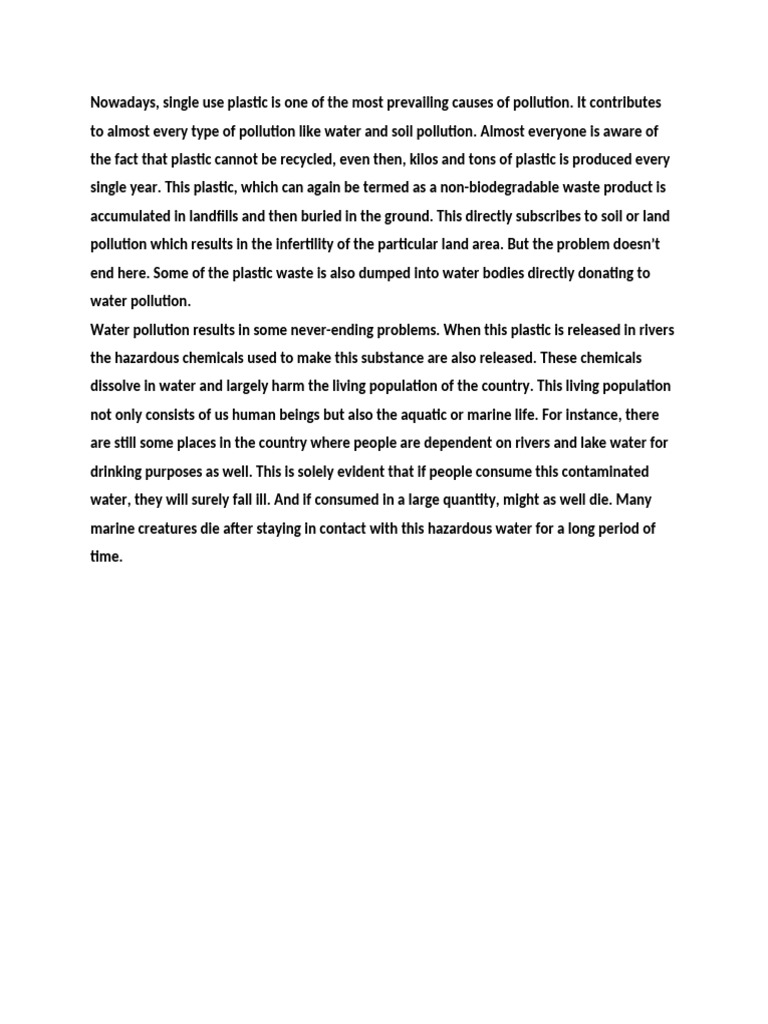 Essay On Single Use Plastic | PDF
