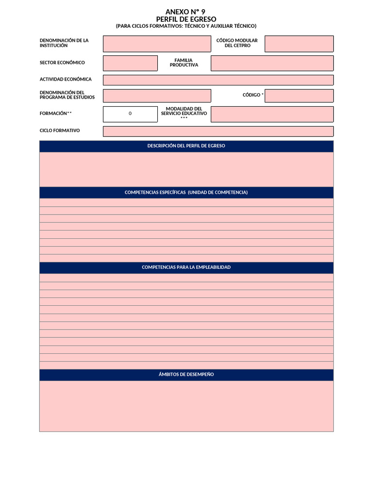 Formato Plan de Est - CETPRO - Vacío | PDF
