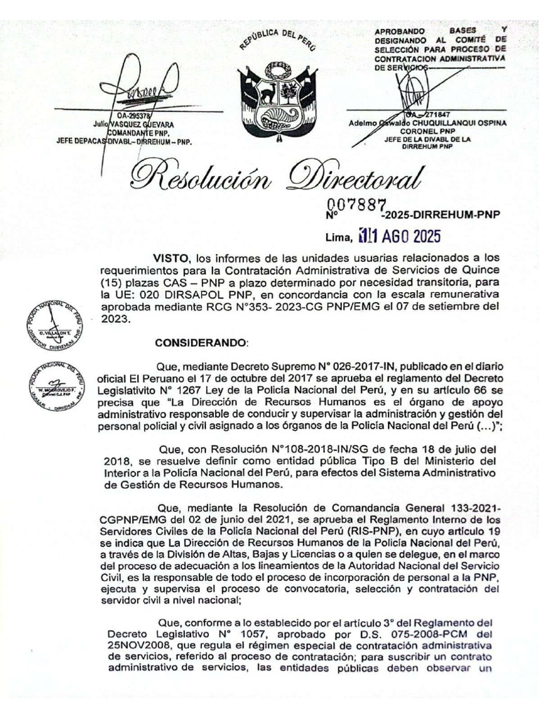 Convocatoria Cas N 075 2025 Dirrehum PNP Un 01 Tecnico A en Farmacia | PDF | Apelación | Regulación
