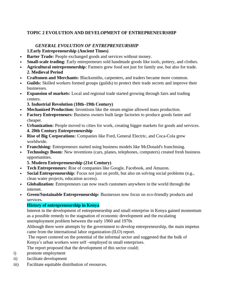 Evolution of Entrepreneurship Development | PDF | Entrepreneurship ...