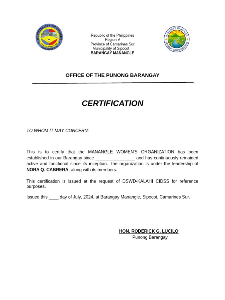 Manangle - Certification of Organization For Mpa Approval | PDF
