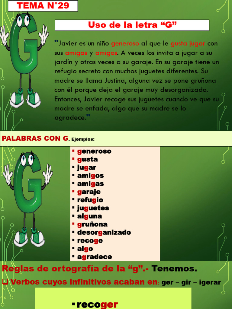 Palabras con G y J: Ejemplos y Reglas | PDF | Lingüística | Idiomas