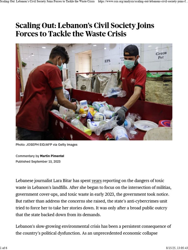 Article-Dealing With Waste Crisis | PDF | Lebanon | Center For ...