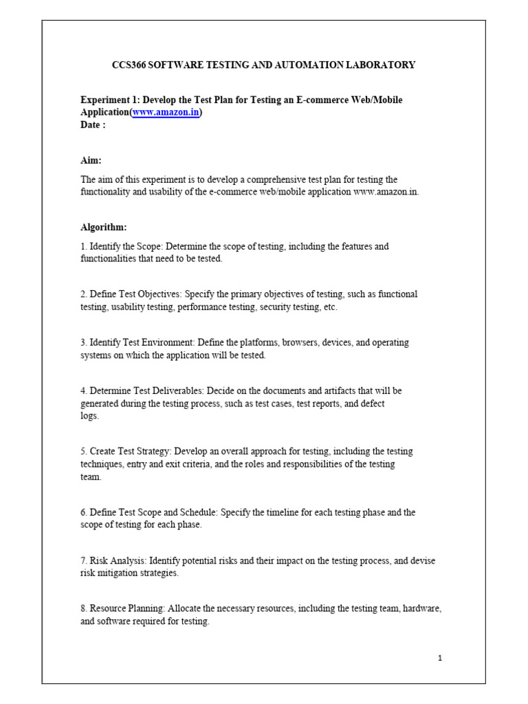 CCS366_-_STA_LAB_MANUAL | PDF | Selenium (Software) | Software Testing