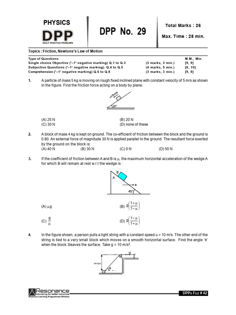 Friction and Newton's Laws Practice Questions | PDF | Force | Friction