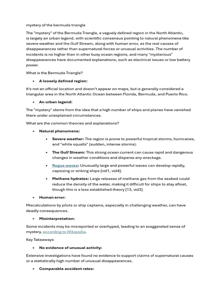 Mystery of The Bermuda Triangle | PDF | Physical Geography | Earth Sciences