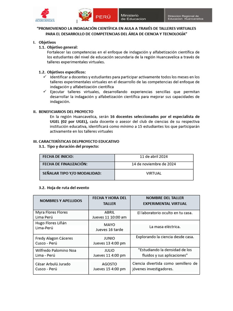 3. PROMOVIENDO LA INDAGACIÓN CIENTÍFICA EN AULA A TRAVÉS DE TALLERES VIRTUALES PARA EL ...